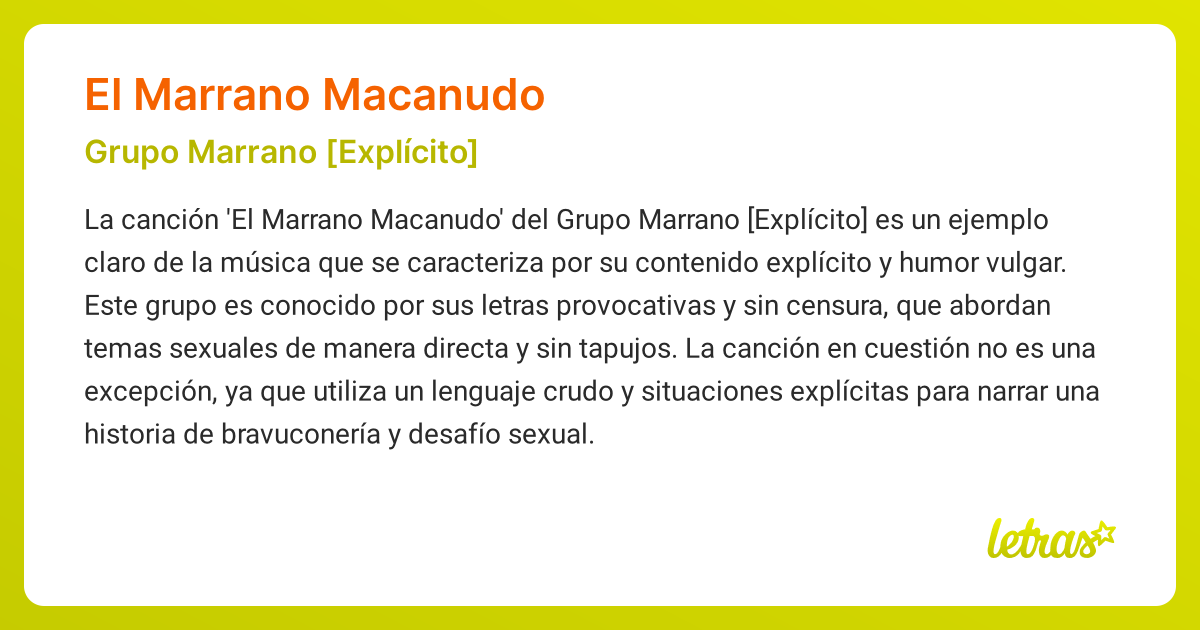 Significado de la canción EL MARRANO MACANUDO (Grupo Marrano [Explícito ...