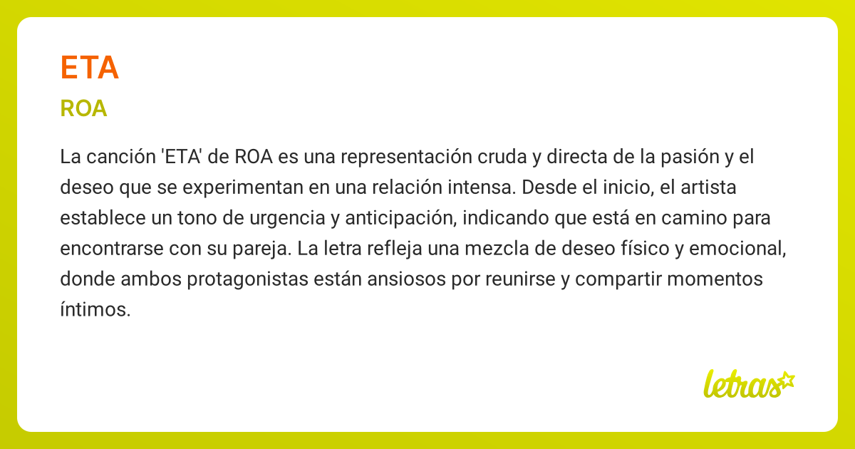 Significado de la canción ETA (ROA) - LETRAS.COM