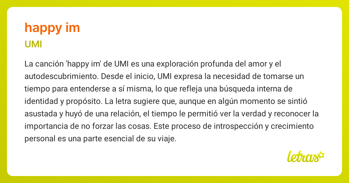 Significado de la canción HAPPY IM (UMI) - LETRAS.COM