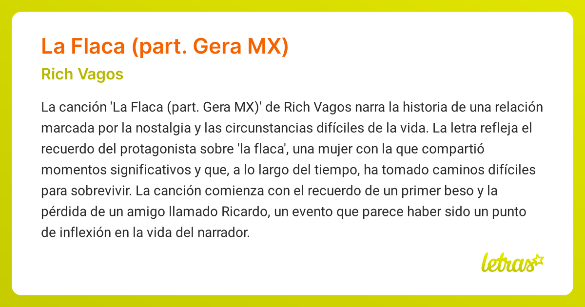 Significado de la canción LA FLACA (PART. GERA MX) (Rich Vagos ...