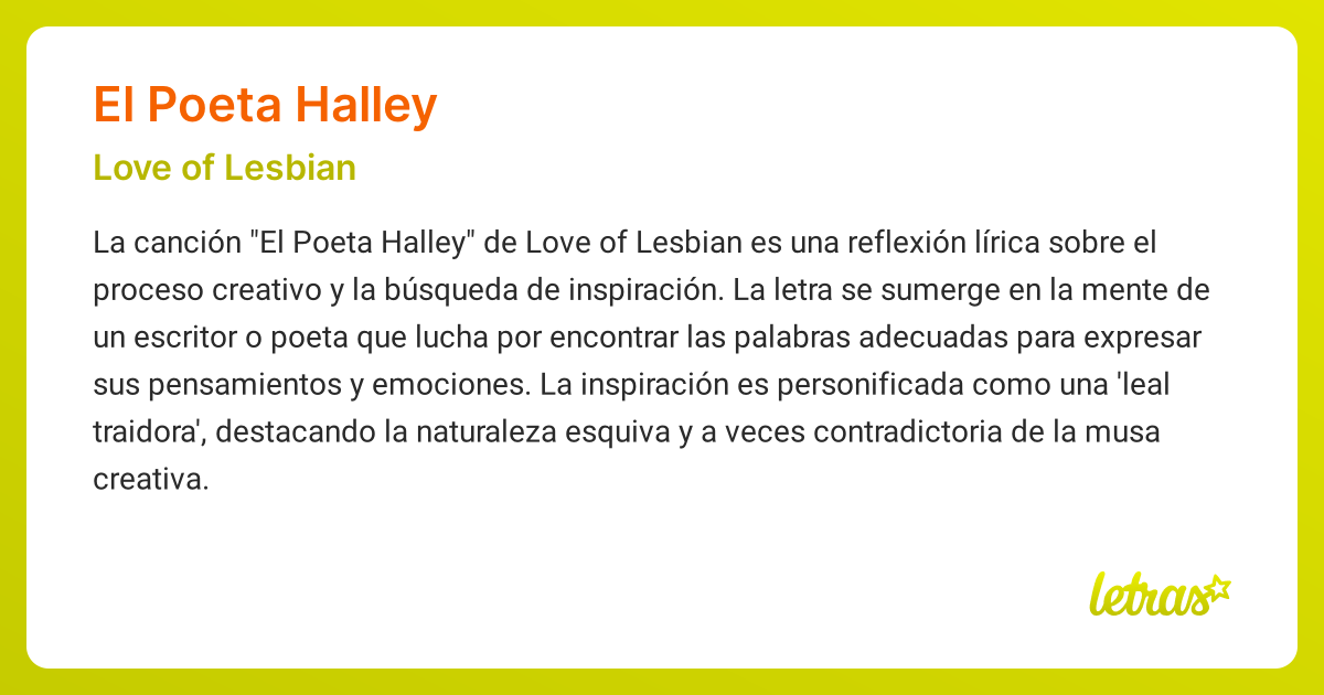 Significado de la canción EL POETA HALLEY (Love of Lesbian) - LETRAS.COM
