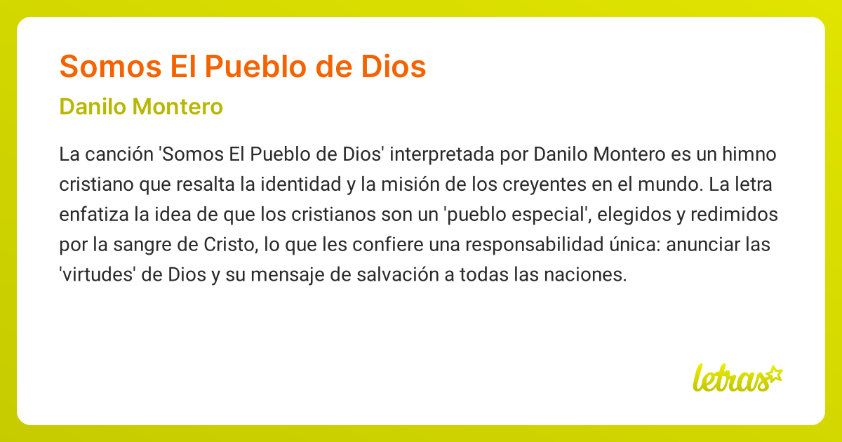 Significado de la canción SOMOS EL PUEBLO DE DIOS (Danilo Montero ...