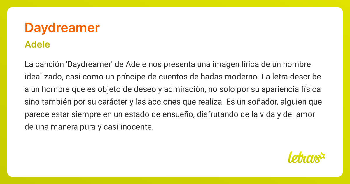 Significado de la canción DAYDREAMER (Adele) - LETRAS.COM