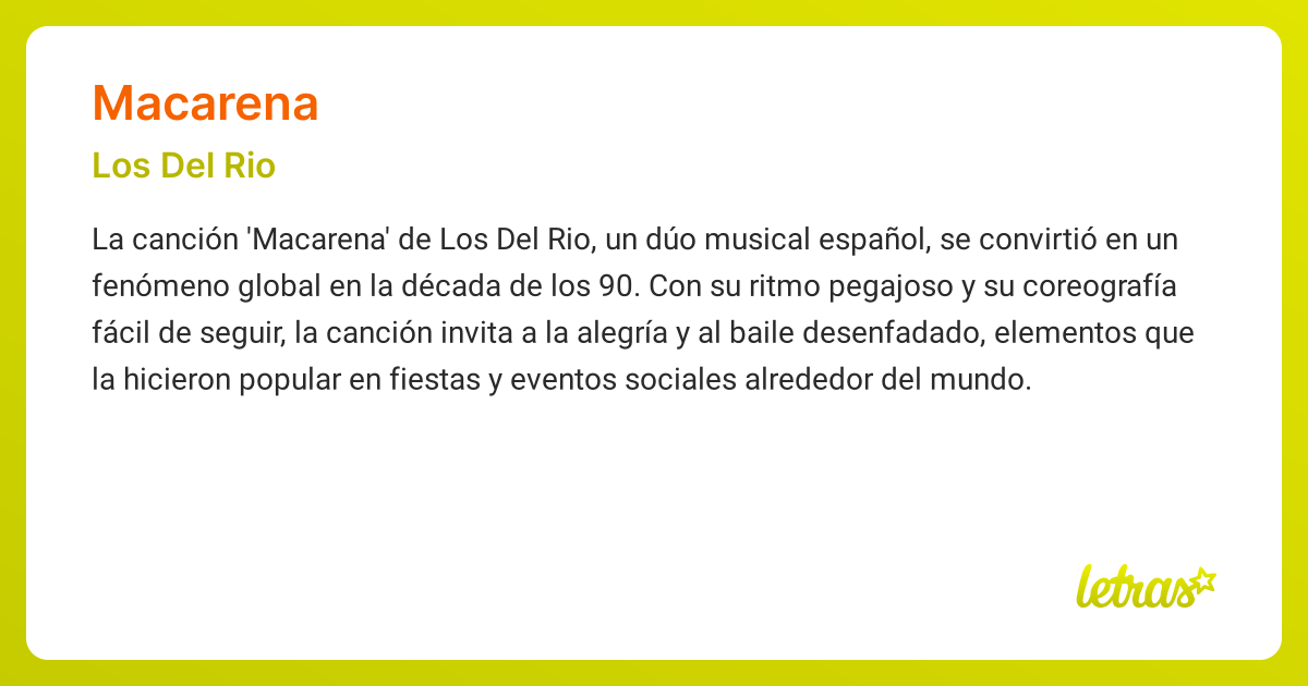 Significado de la canción MACARENA (Los Del Rio) - LETRAS.COM