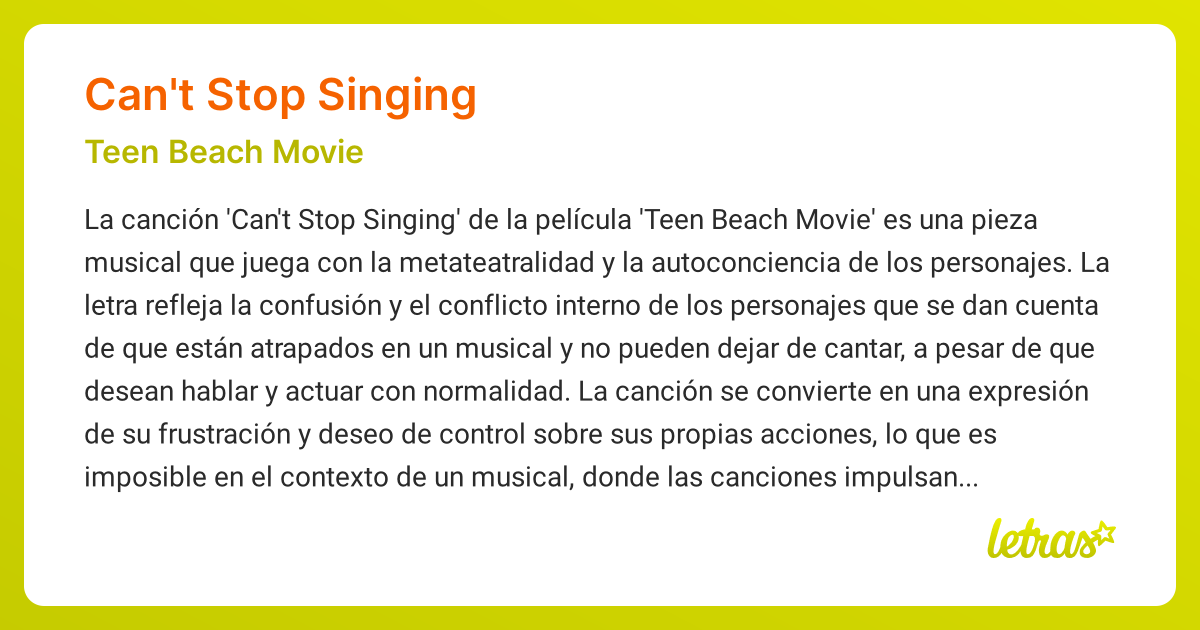 Significado de la canción CAN'T STOP SINGING (Teen Beach Movie ...