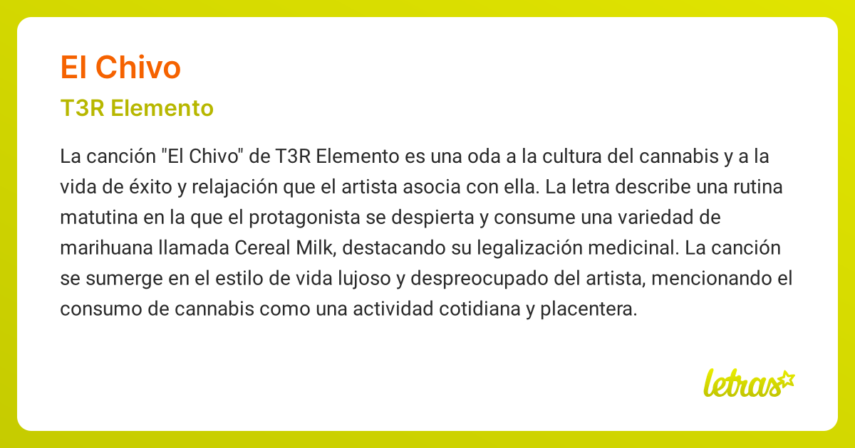 Significado de la canción EL CHIVO (T3R Elemento) - LETRAS.COM