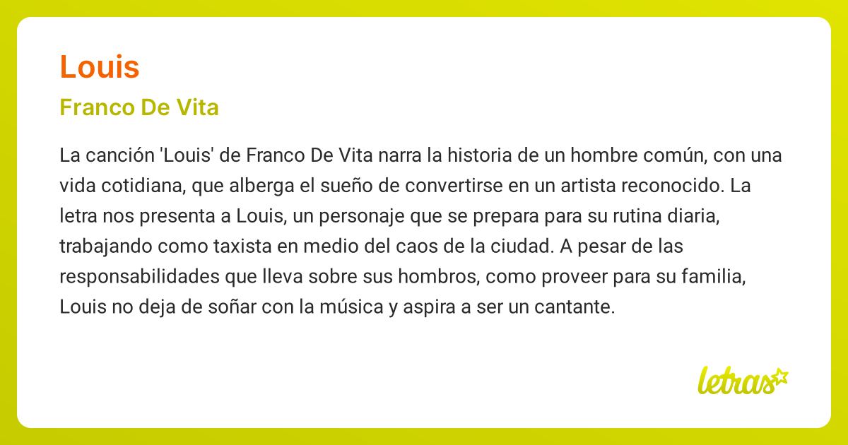 Significado de la canción LOUIS (Franco De Vita) - LETRAS.COM