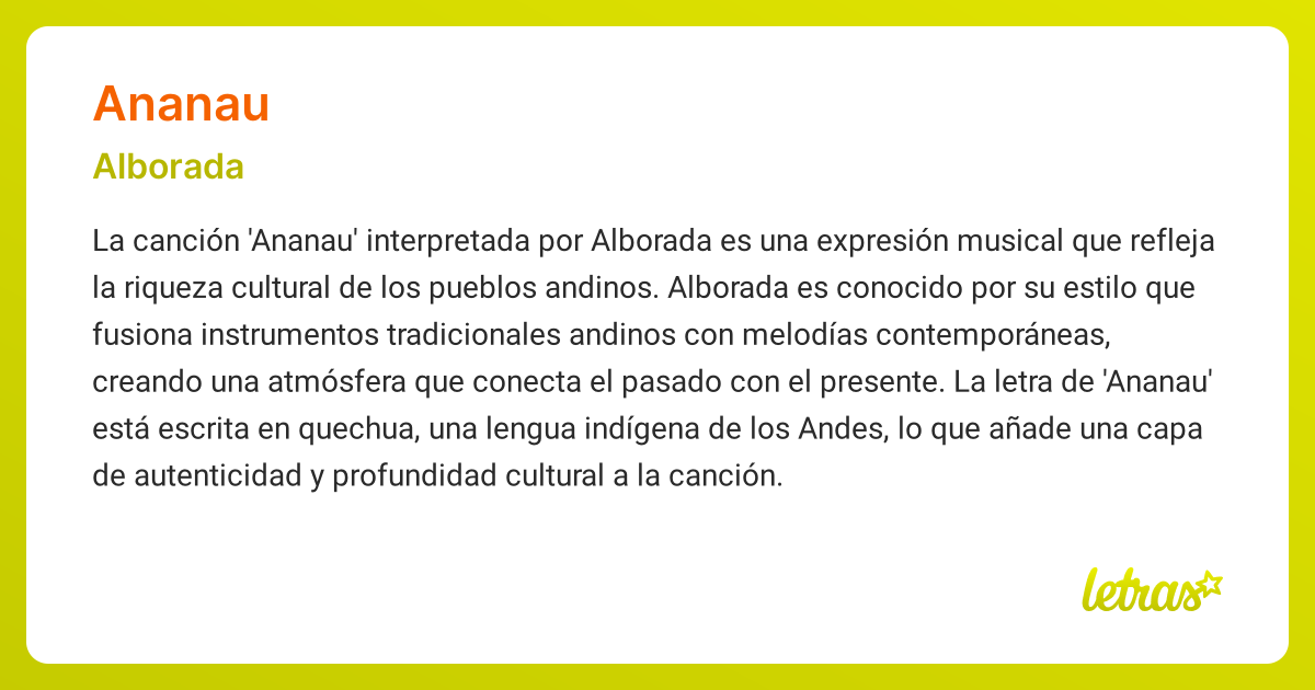 Significado de la canción ANANAU (Alborada) - LETRAS.COM