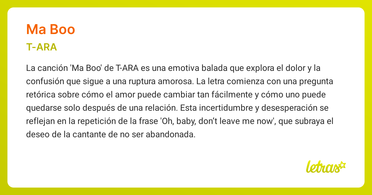 Significado de la canción MA BOO (T-ARA) - LETRAS.COM