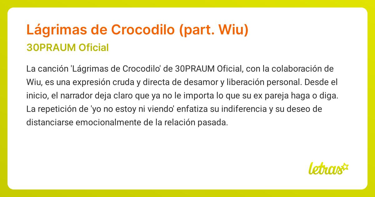 Significado de la canción Lágrimas de Crocodilo (part. Wiu) (30PRAUM ...
