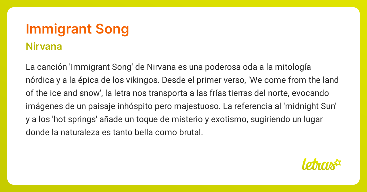 Significado de la canción IMMIGRANT SONG (Nirvana) - LETRAS.COM