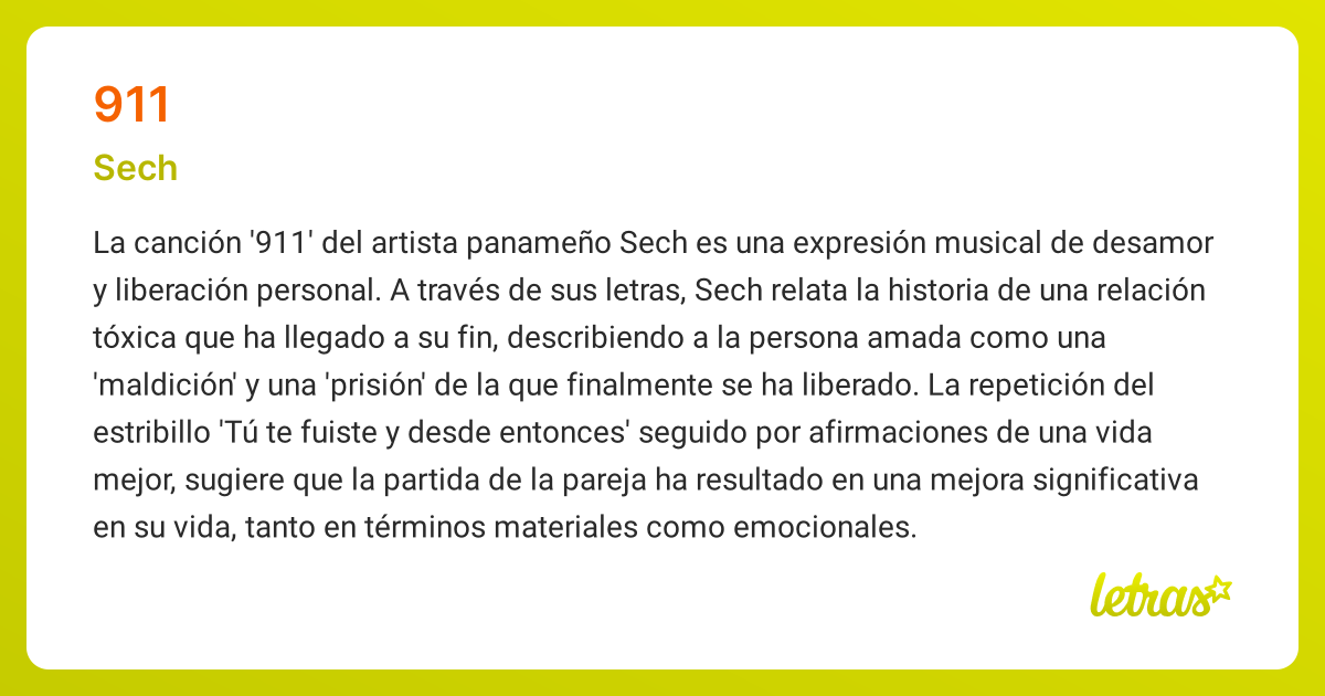 Significado de la canción 911 (Sech) - LETRAS.COM