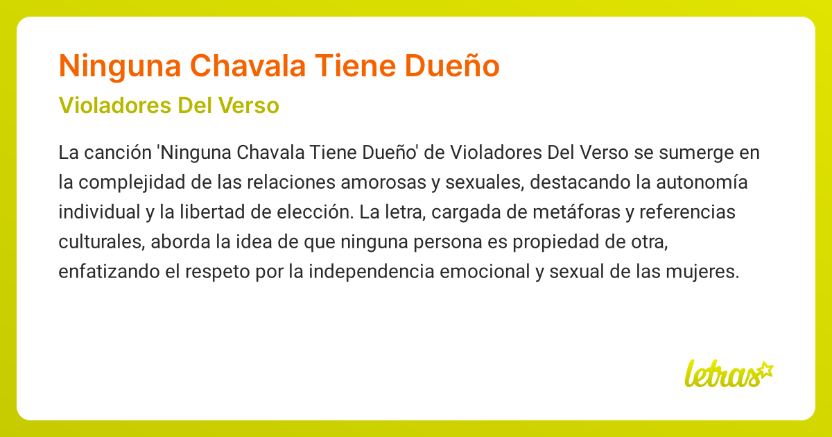 Significado de la canción NINGUNA CHAVALA TIENE DUEÑO (Violadores Del ...