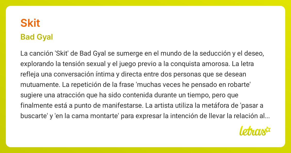 Significado de la canción SKIT (Bad Gyal) - LETRAS.COM