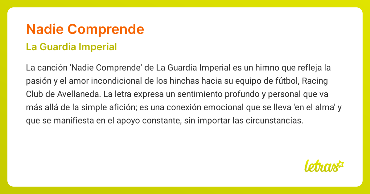 Significado de la canción NADIE COMPRENDE (La Guardia Imperial ...