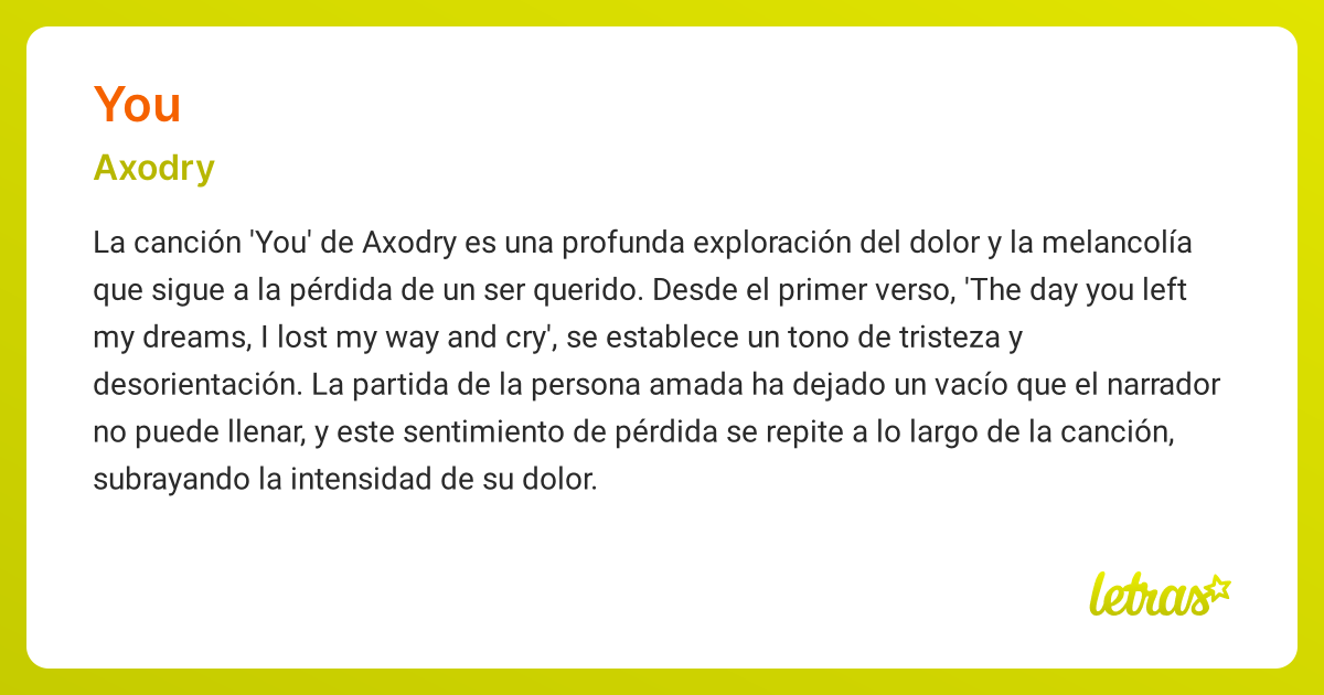 Significado de la canción YOU (Axodry) - LETRAS.COM