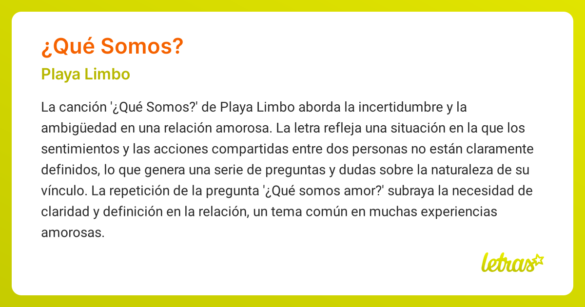 Significado de la canción ¿QUÉ SOMOS? (Playa Limbo) - LETRAS.COM