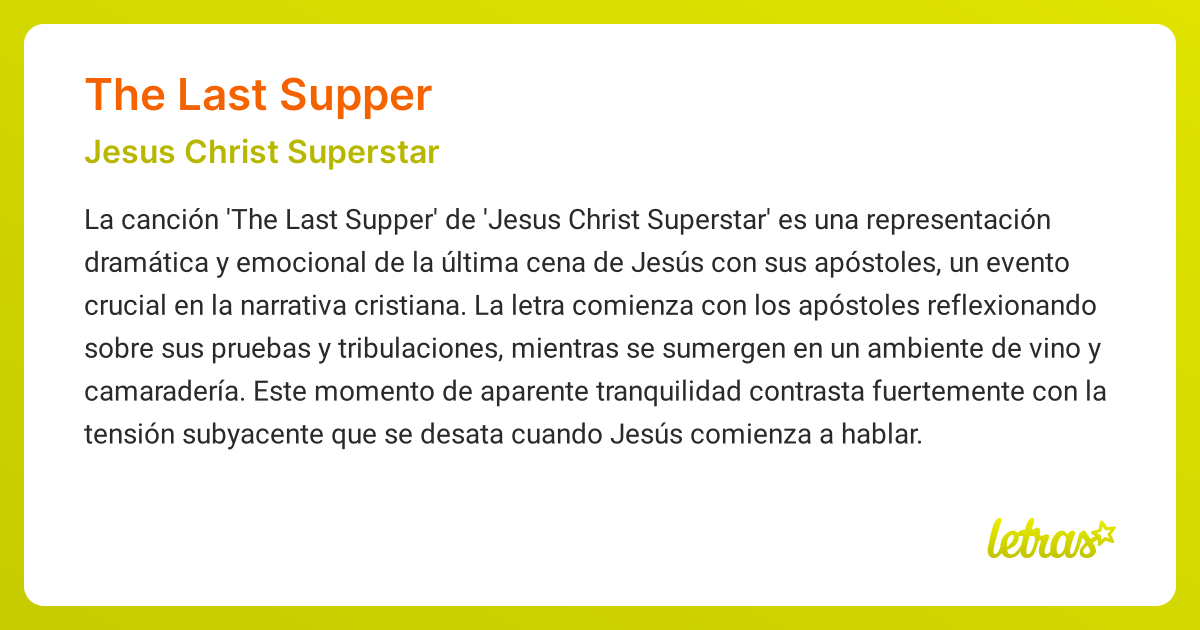 Significado de la canción THE LAST SUPPER (Jesus Christ Superstar ...