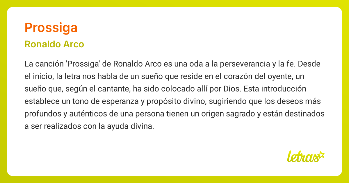 Significado de la canción PROSSIGA (Ronaldo Arco) - LETRAS.COM