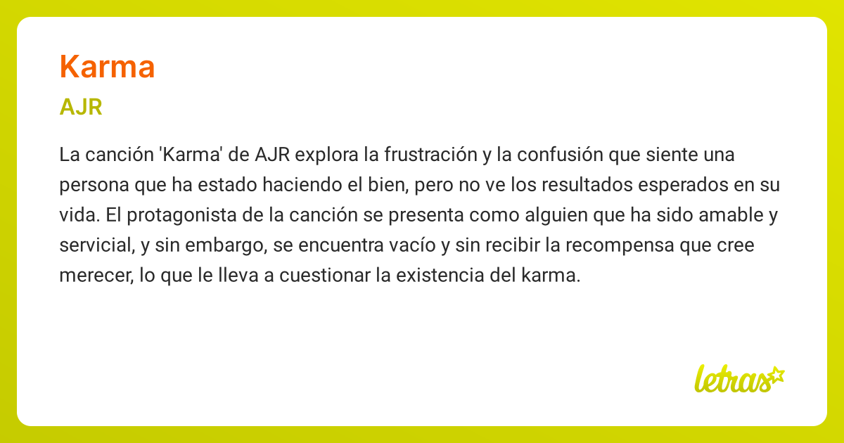 Significado de la canción KARMA (AJR) - LETRAS.COM