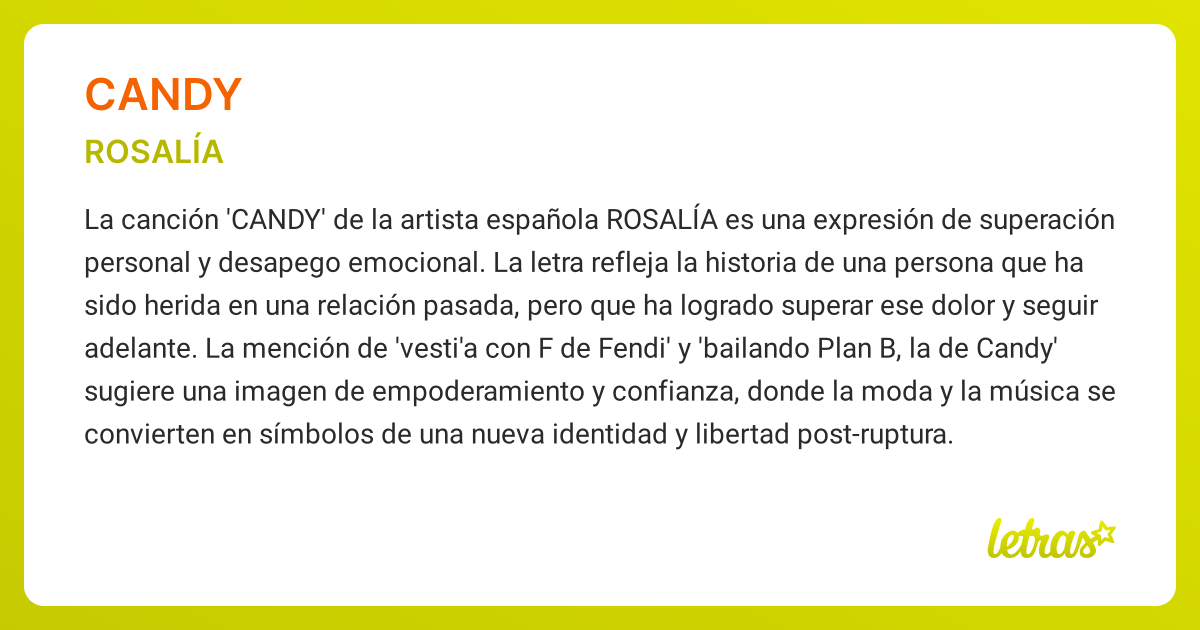 Significado de la canción CANDY (ROSALÍA) - LETRAS.COM