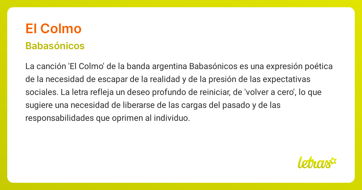 Significado de la canción EL COLMO (Babasónicos) - LETRAS.COM