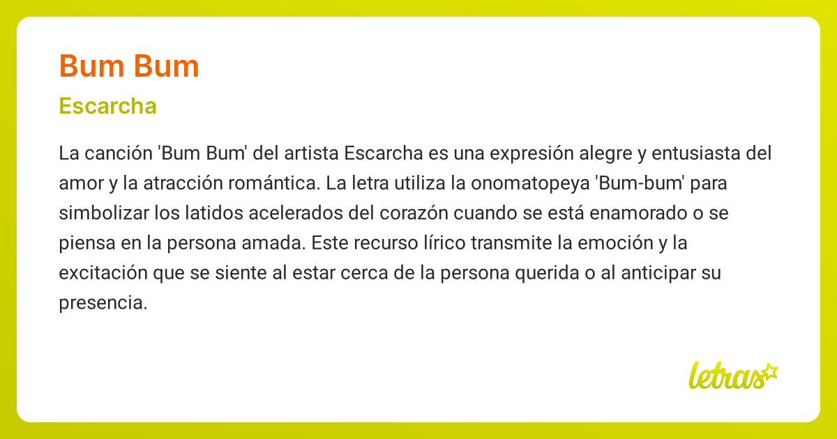 Significado de la canción BUM BUM (Escarcha) - LETRAS.COM