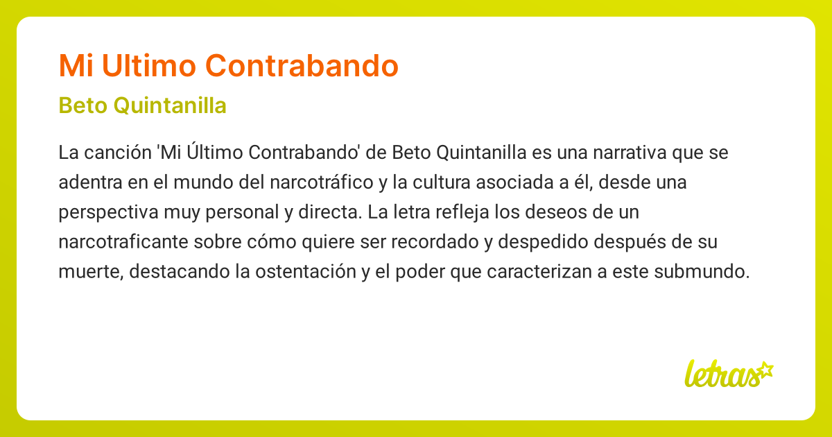 Significado de la canción MI ULTIMO CONTRABANDO (Beto Quintanilla ...