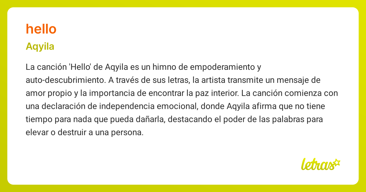Significado de la canción HELLO (Aqyila) - LETRAS.COM