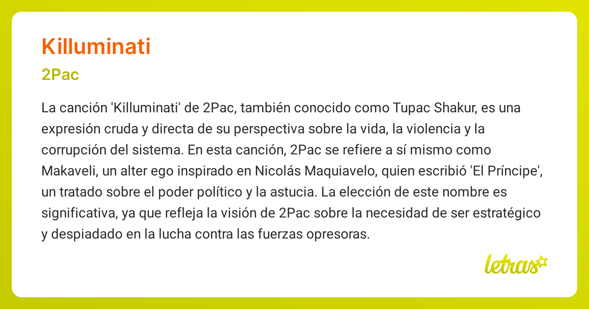Significado de la canción KILLUMINATI (2Pac) - LETRAS.COM