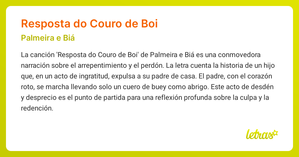 Significado de la canción RESPOSTA DO COURO DE BOI (Palmeira e Biá ...