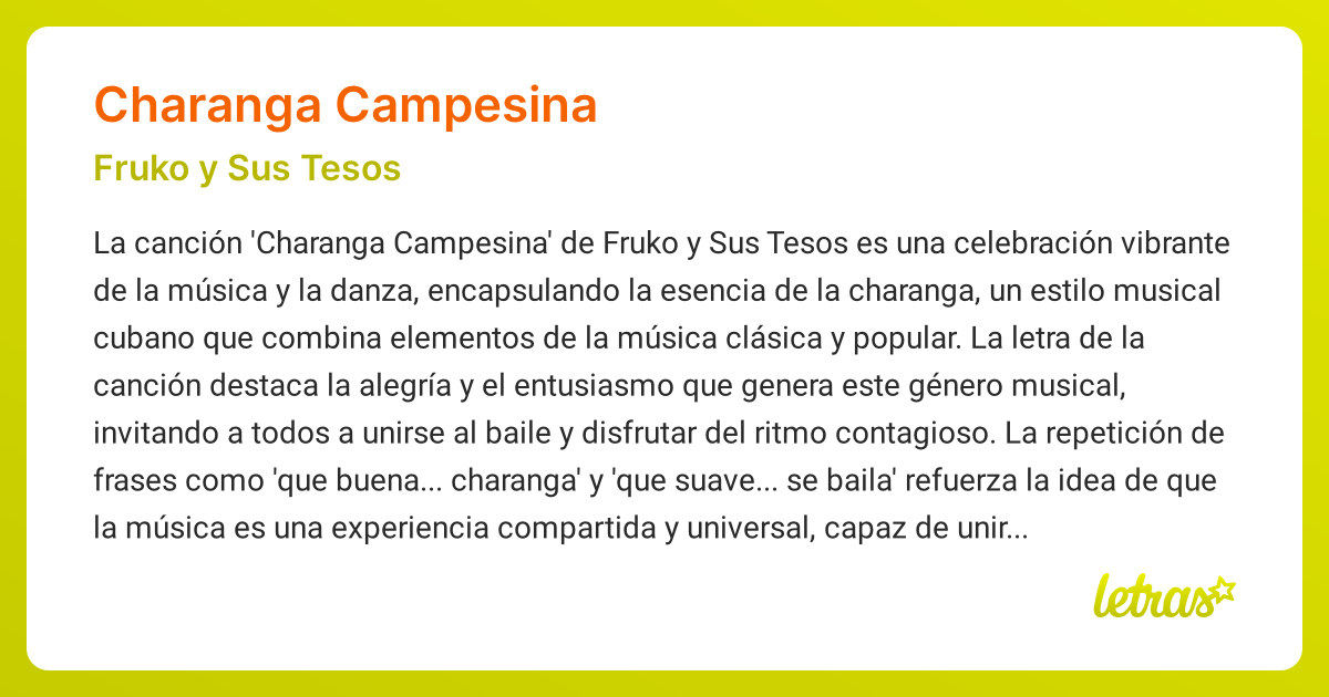 Significado de la canción CHARANGA CAMPESINA (Fruko y Sus Tesos ...