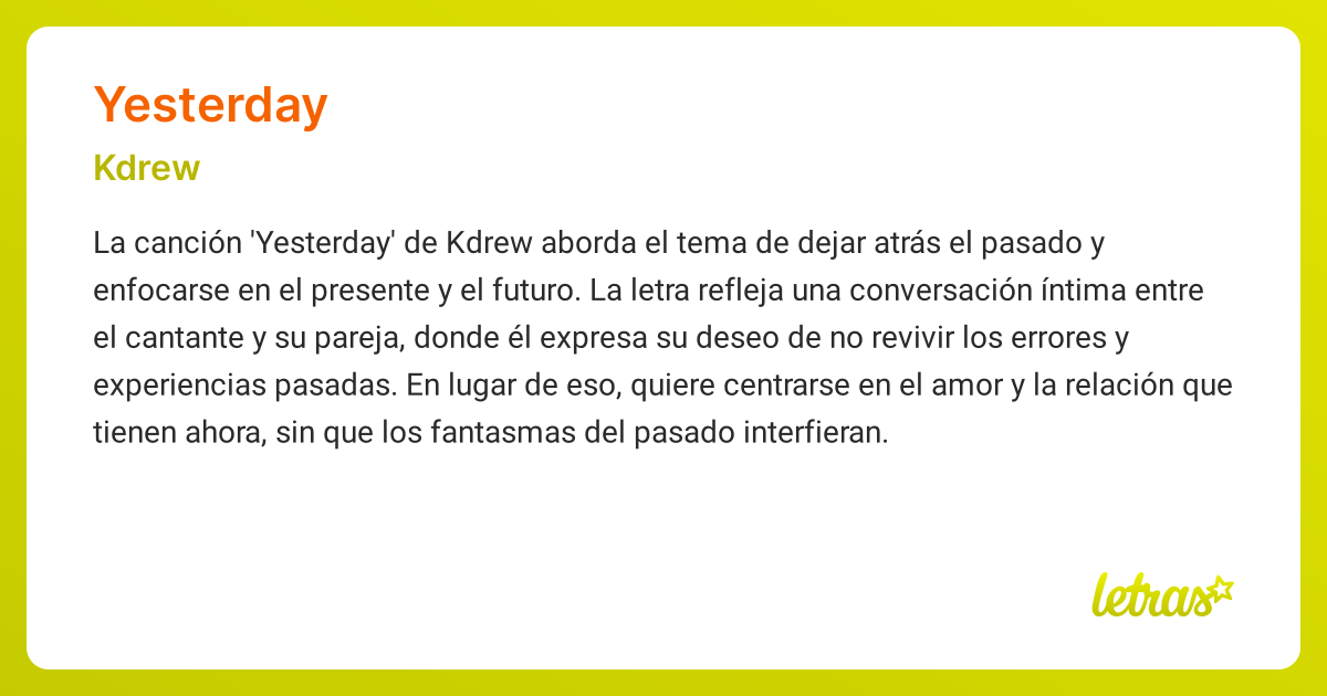 Significado de la canción YESTERDAY (Kdrew) - LETRAS.COM
