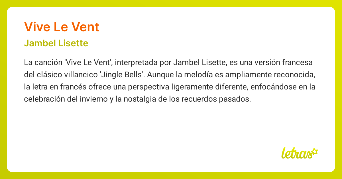 Significado de la canción VIVE LE VENT (Jambel Lisette) - LETRAS.COM