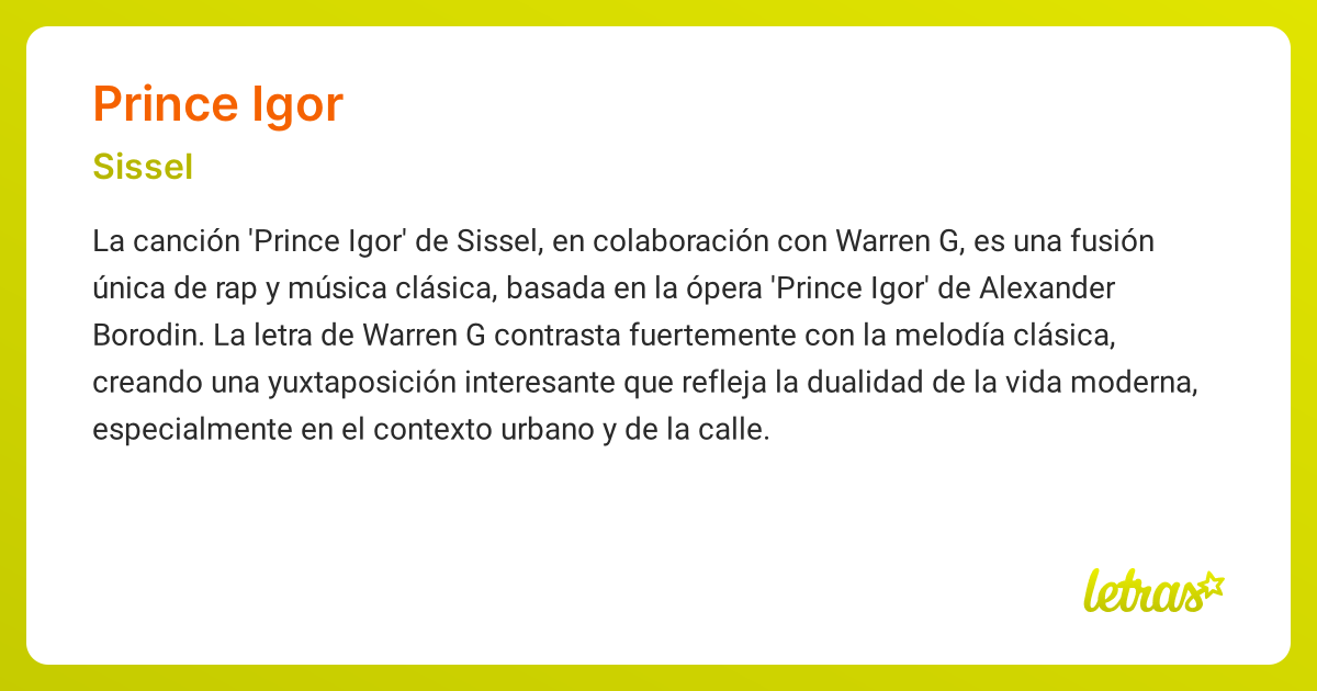 Significado de la canción PRINCE IGOR (Sissel) - LETRAS.COM