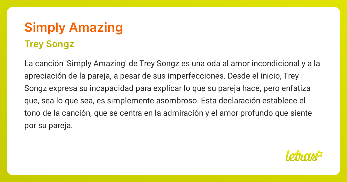 Significado de la canción SIMPLY AMAZING (Trey Songz) - LETRAS.COM