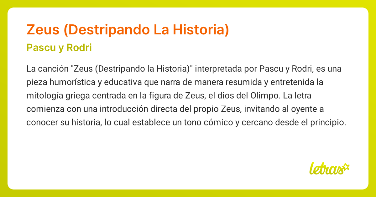 Significado de la canción ZEUS (DESTRIPANDO LA HISTORIA) (Pascu y Rodri ...