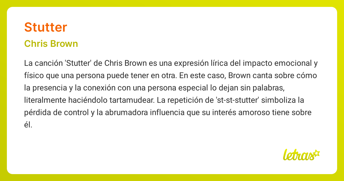 Significado de la canción STUTTER (Chris Brown) - LETRAS.COM