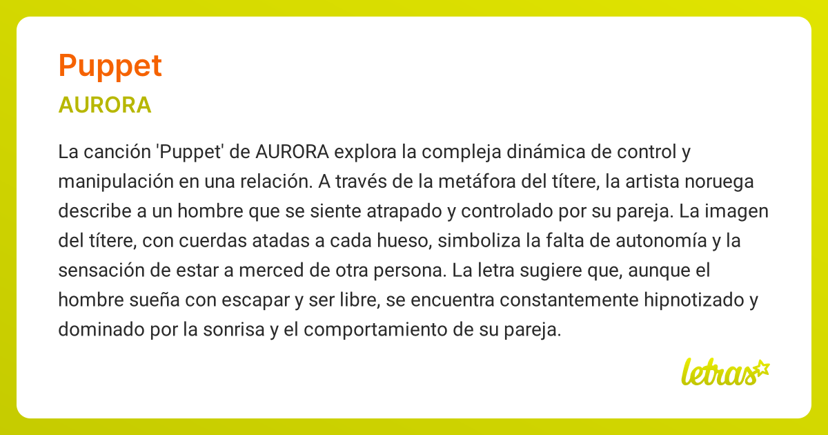 Significado de la canción PUPPET (AURORA) - LETRAS.COM