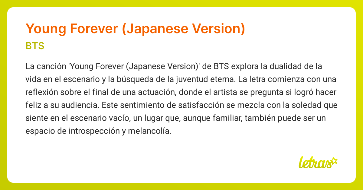Significado de la canción Young Forever (Japanese Version) (BTS ...