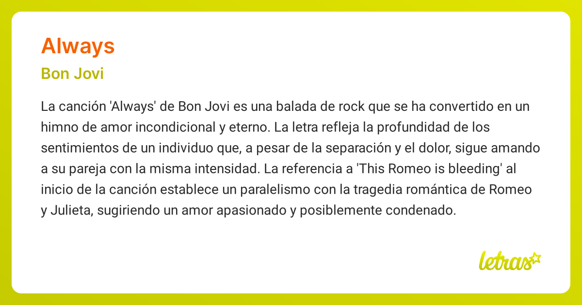 Significado de la canción ALWAYS (Bon Jovi) - LETRAS.COM