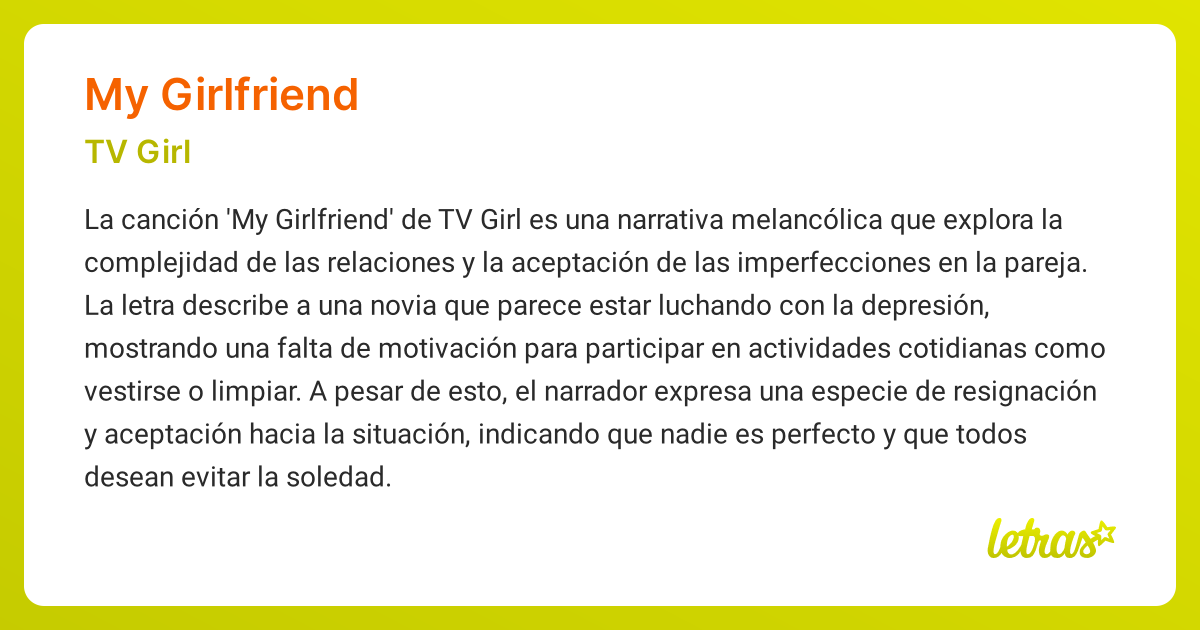 Significado de la canción MY GIRLFRIEND (TV Girl) - LETRAS.COM