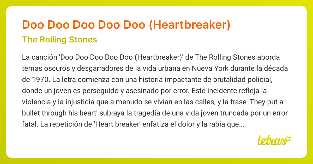 Significado de la canción Doo Doo Doo Doo Doo (Heartbreaker) (The ...