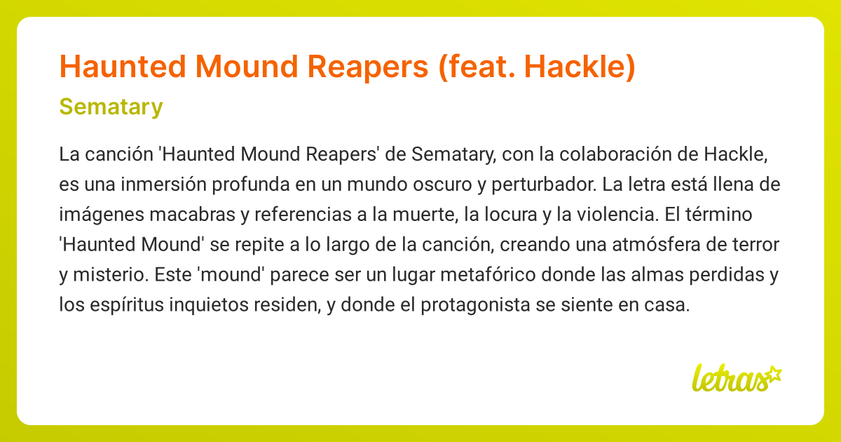Significado de la canción Haunted Mound Reapers (feat. Hackle ...