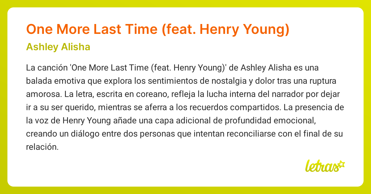 Significado de la canción One More Last Time (feat. Henry Young ...