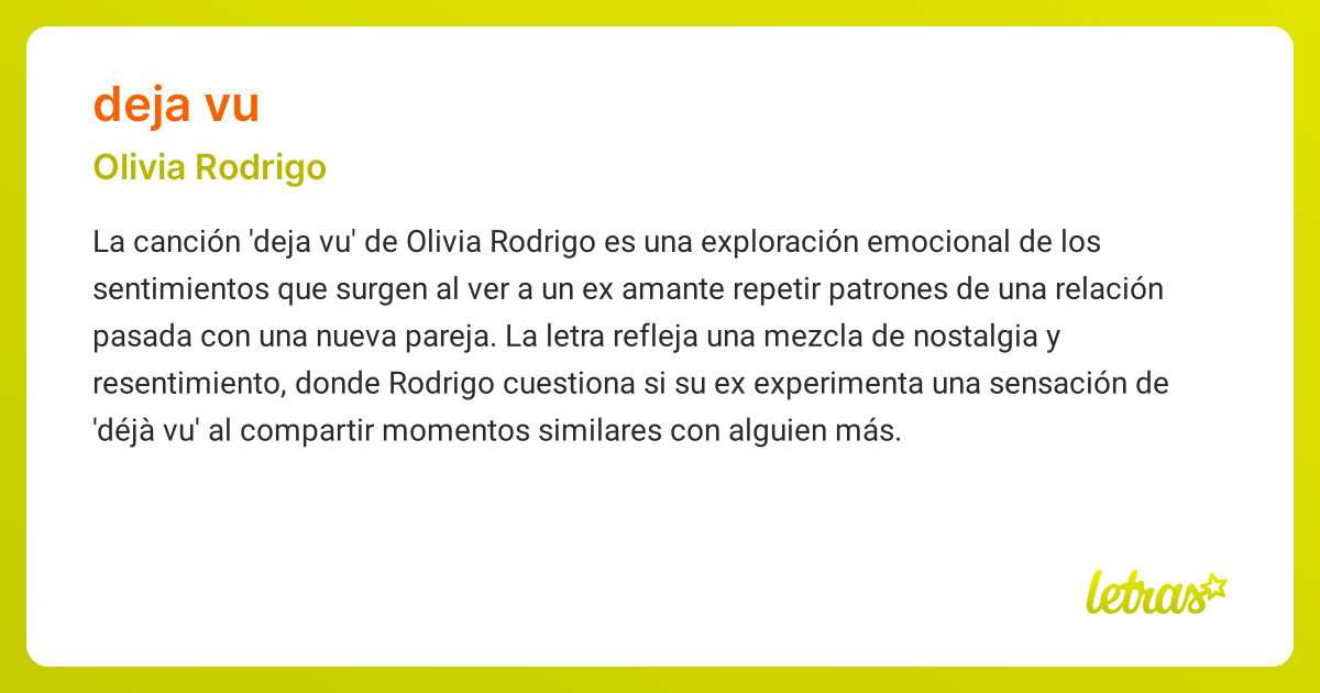Significado de la canción DEJA VU (Olivia Rodrigo) - LETRAS.COM