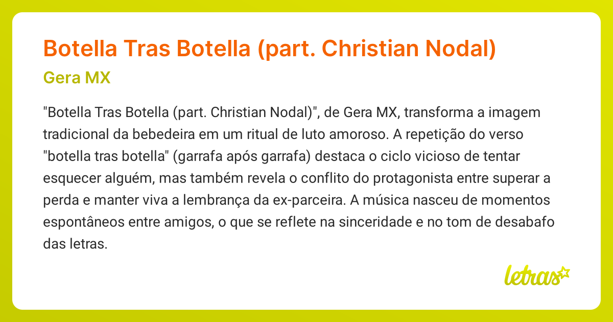 Significado da música Botella Tras Botella (part. Christian Nodal ...