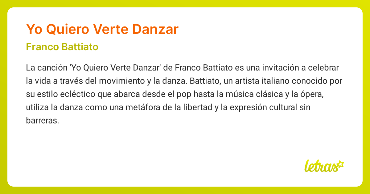 Significado de la canción YO QUIERO VERTE DANZAR (Franco Battiato ...