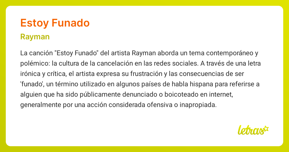 Significado de la canción ESTOY FUNADO (Rayman) - LETRAS.COM