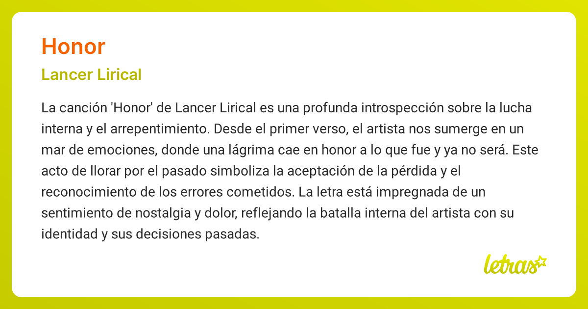Significado de la canción HONOR (Lancer Lirical) - LETRAS.COM